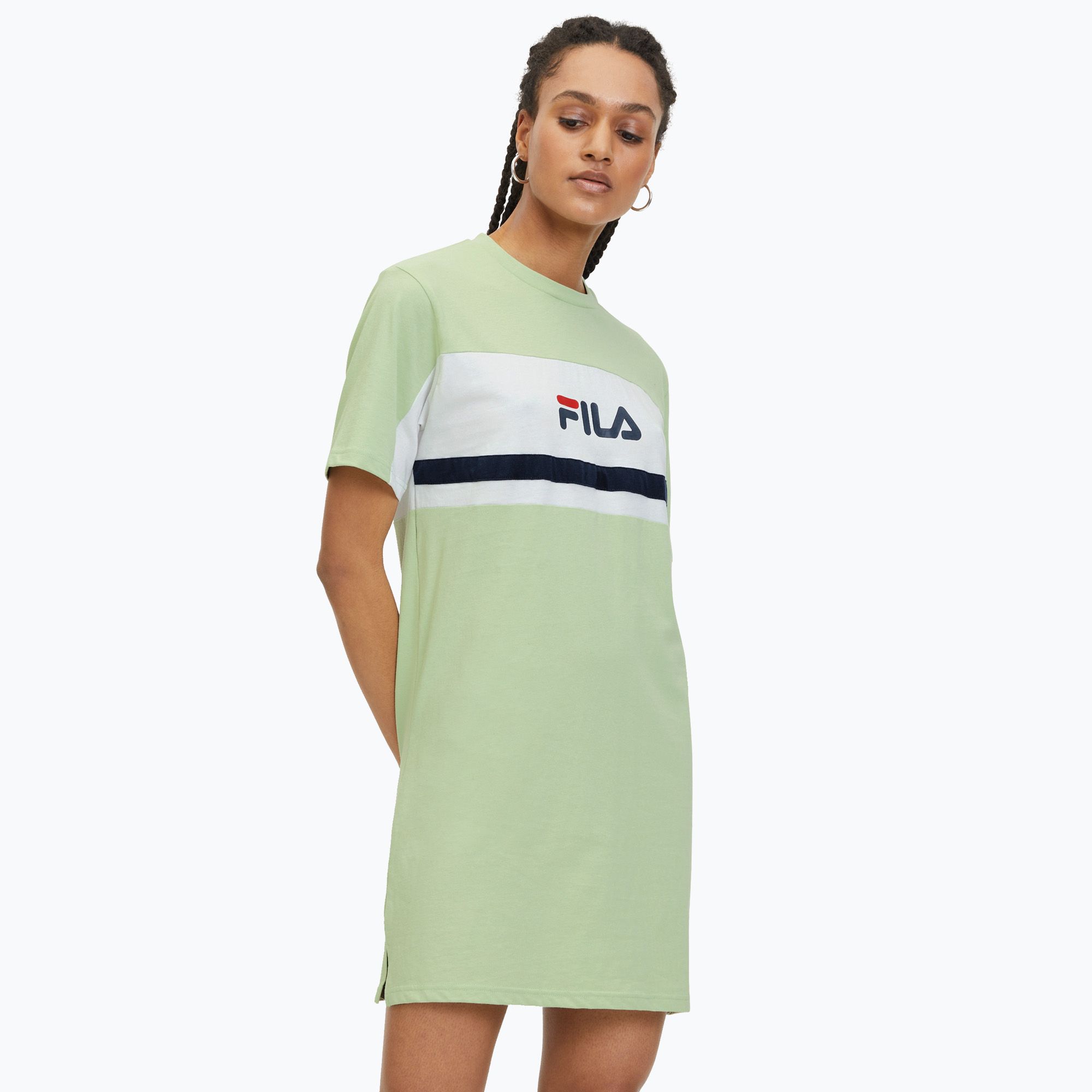 Dámské šaty FILA Lishui smoke green/bright white (FAW0776) - Sportano.cz