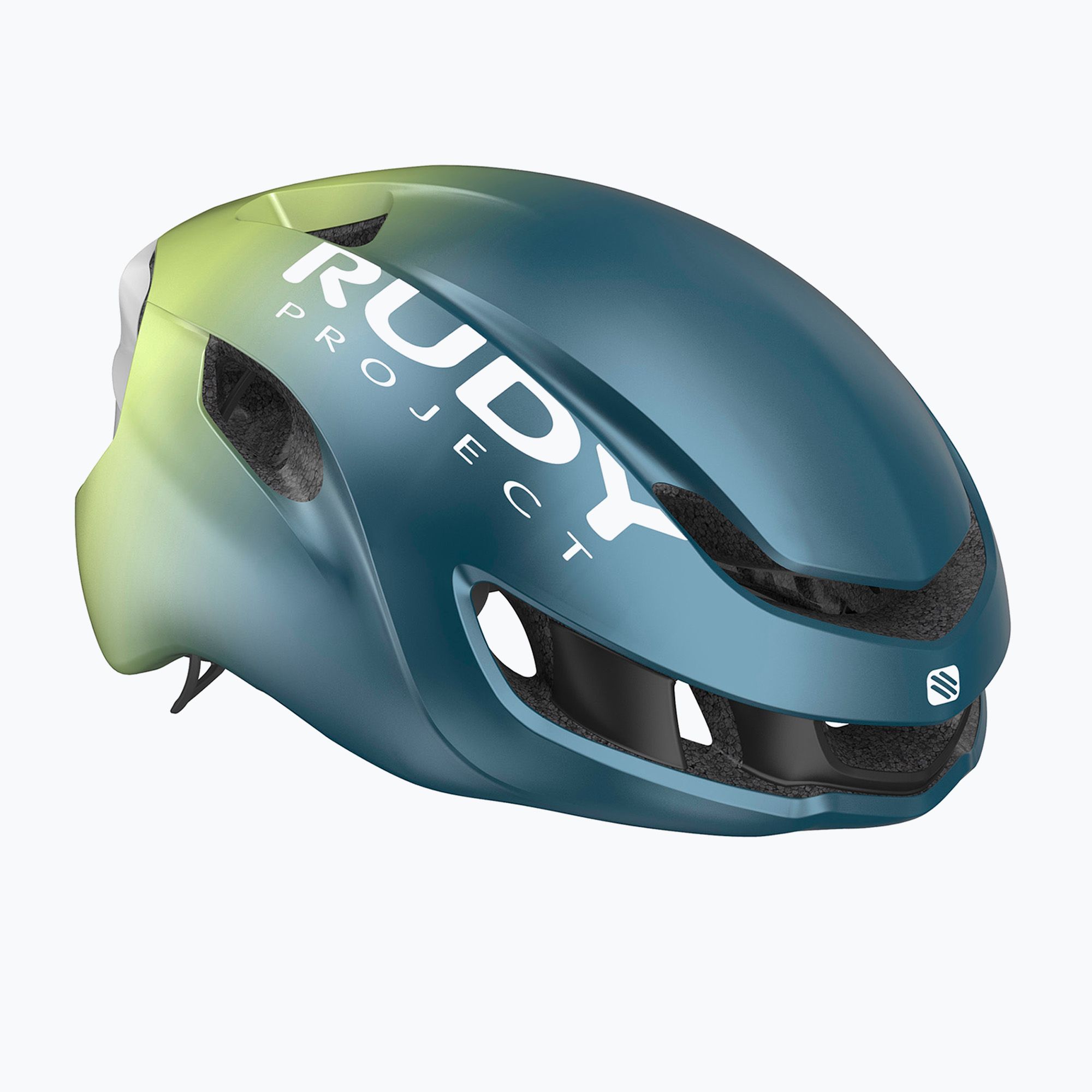 Cyklistická helma Rudy Project Nytron blue avio/apple green metal matte ...