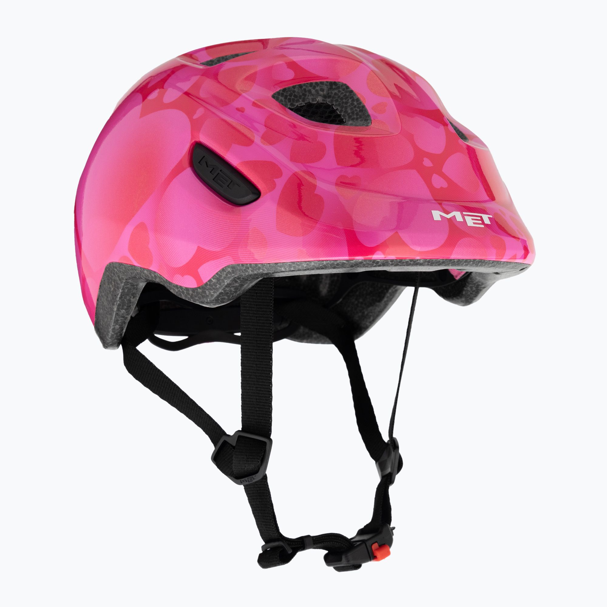 Dětská cyklistická helma MET Hooray pink hearts glossy (3HM144CE00XSPH1 ...